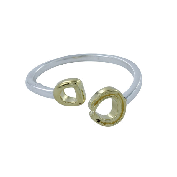 Sterling Silver and Gold Stirrup and Horseshoe Ring | Gallop Guru
